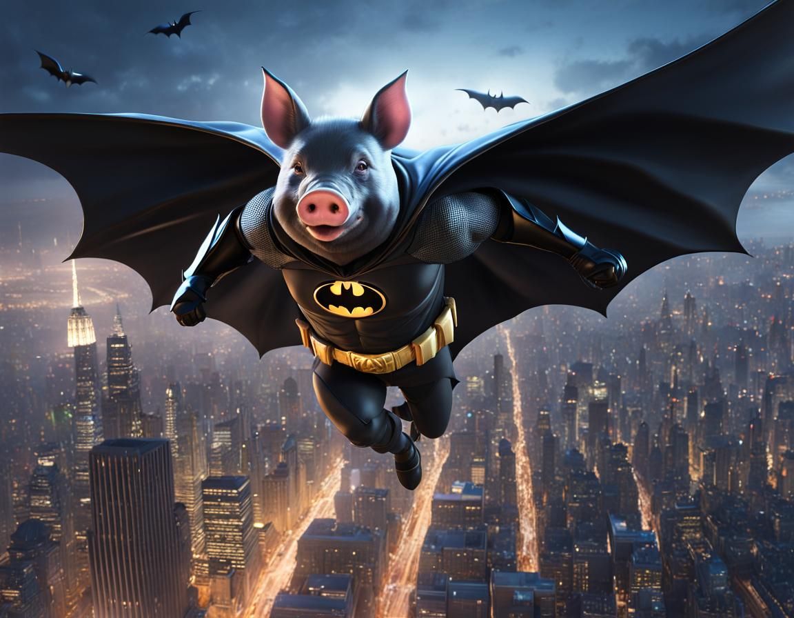 Batpig Flying high - AI Generated Artwork - NightCafe Creator