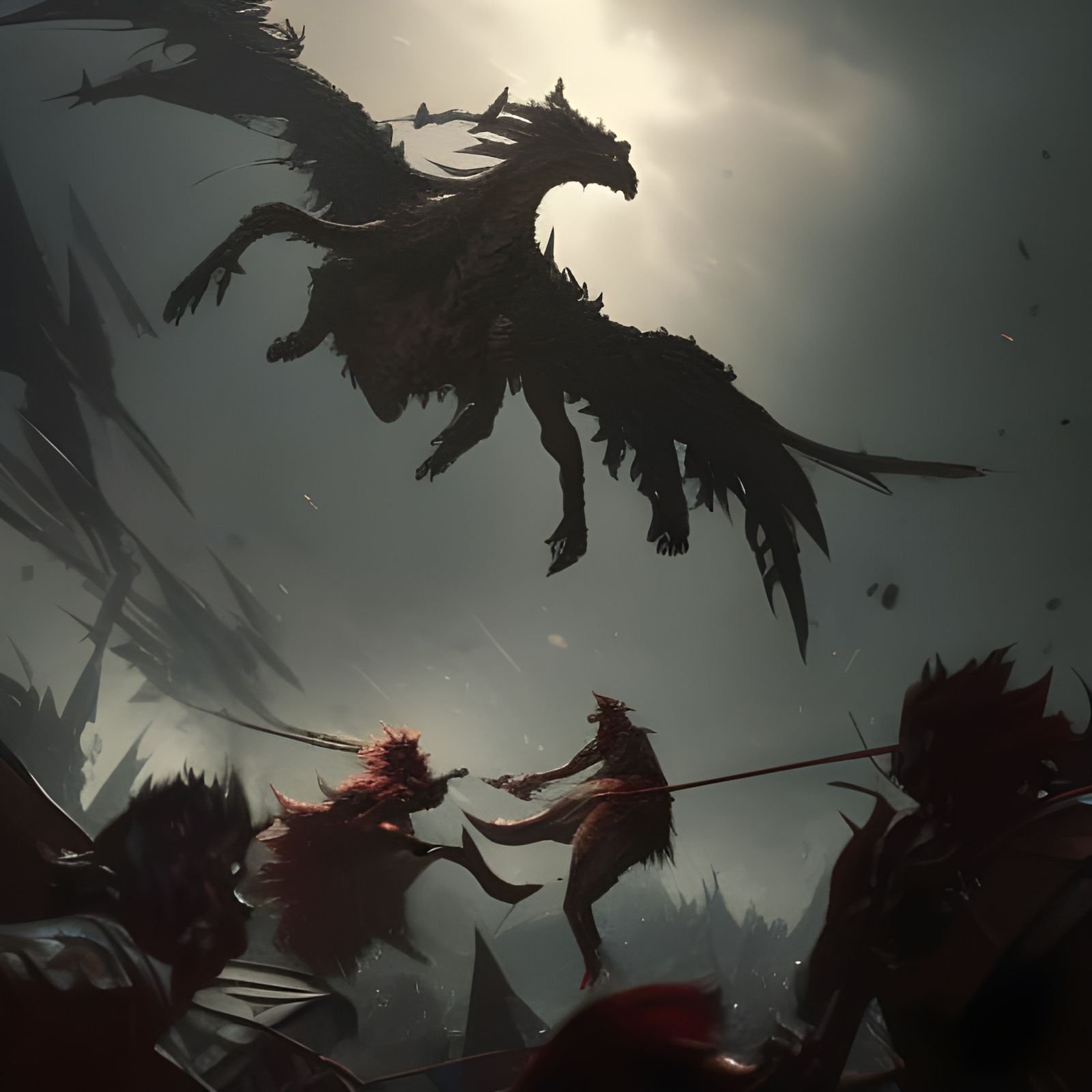 fantasy creatures fighting - AI Generated Artwork - NightCafe Creator