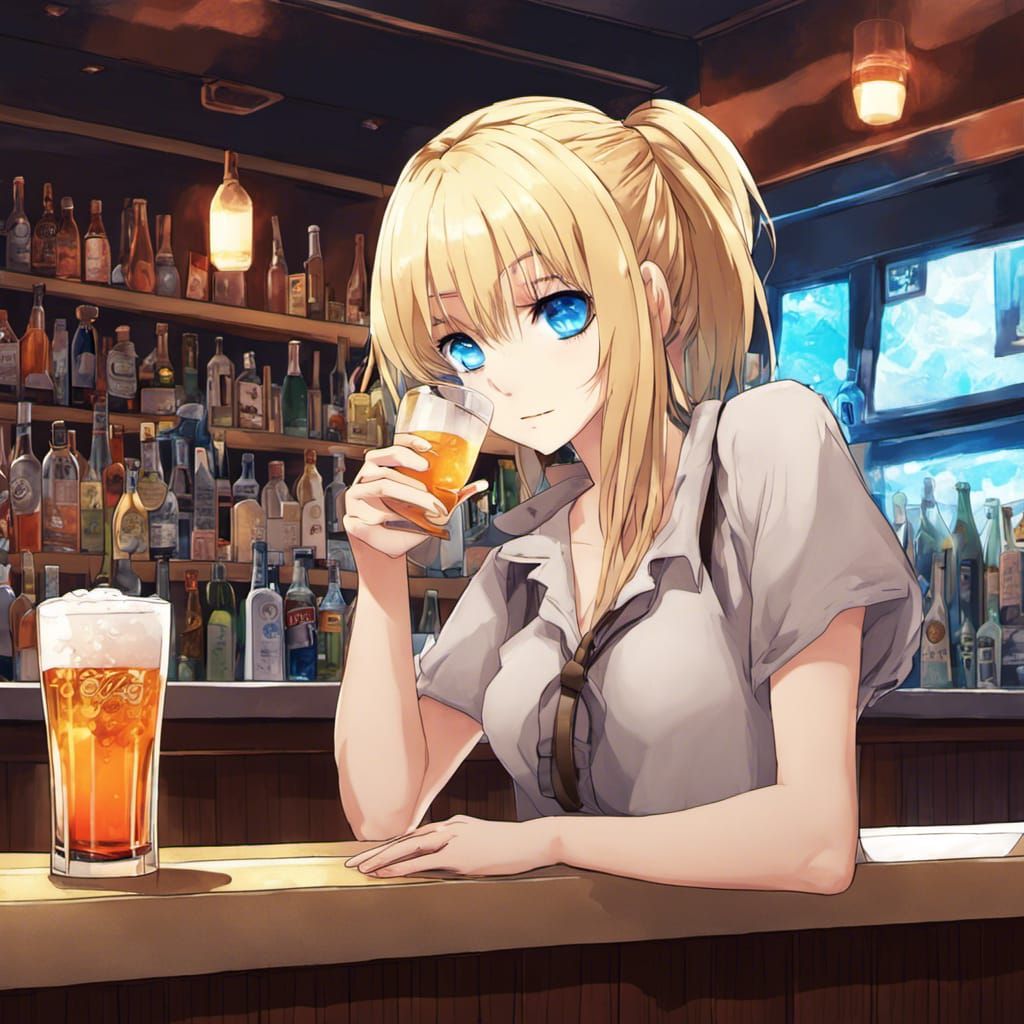 Drinking at a bar - AI Generated Artwork - NightCafe Creator