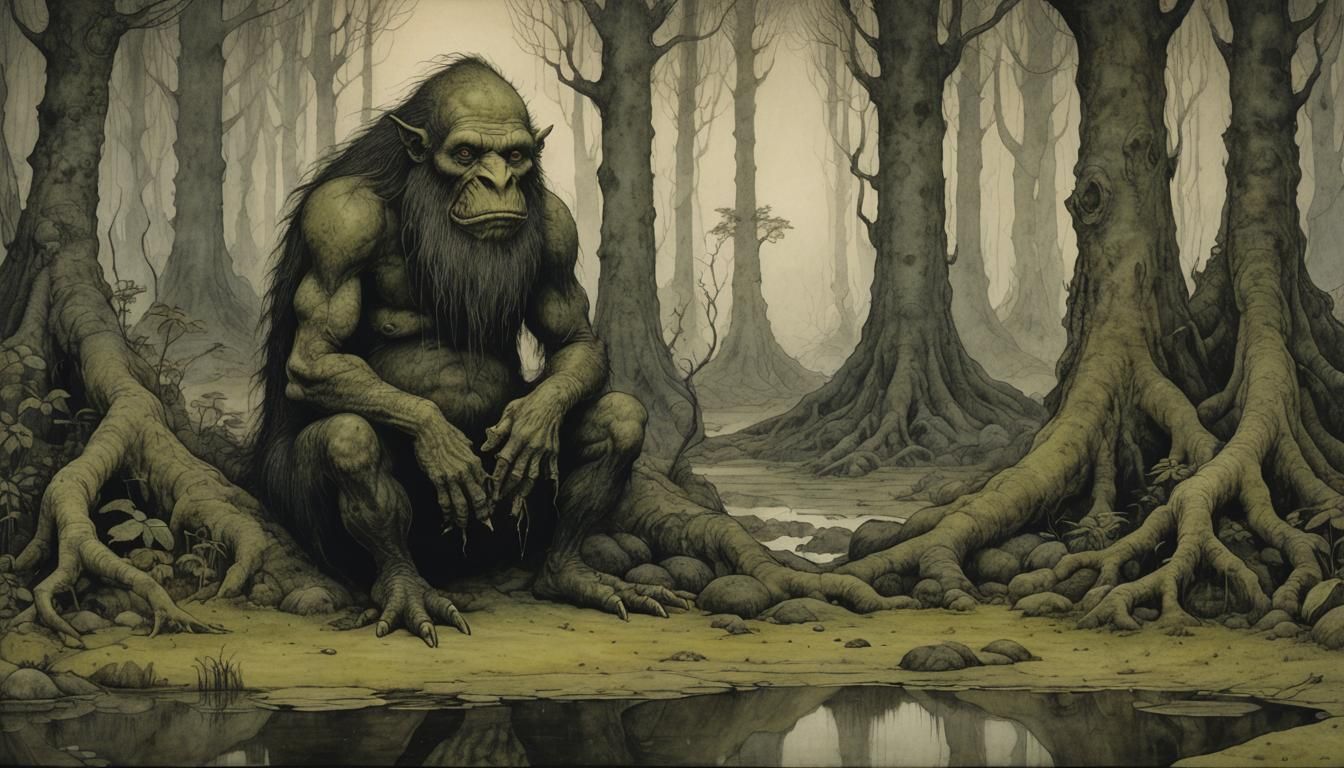 Swamp Troll, by John Bauer - AI Generated Artwork - NightCafe Creator