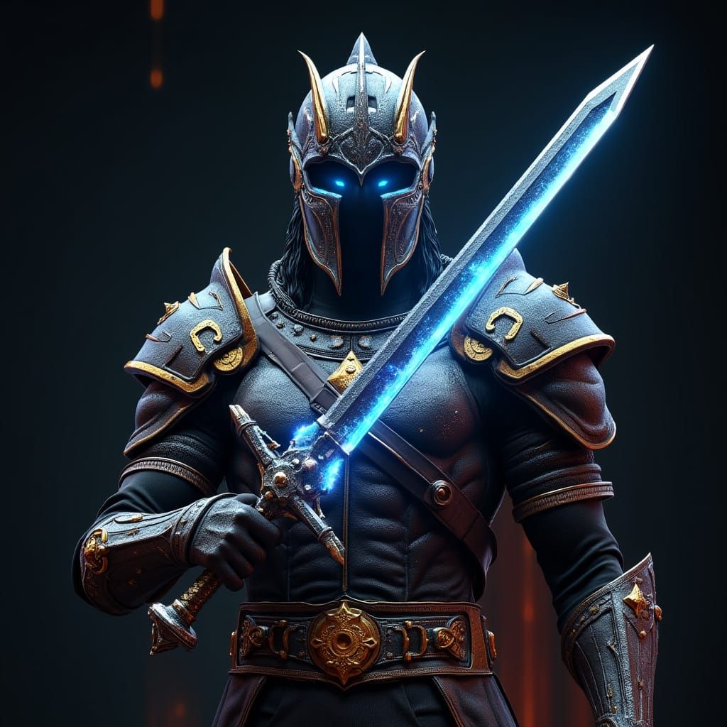 Sleek Gladiator Warrior in Advanced Futuristic Arm... - AI Art