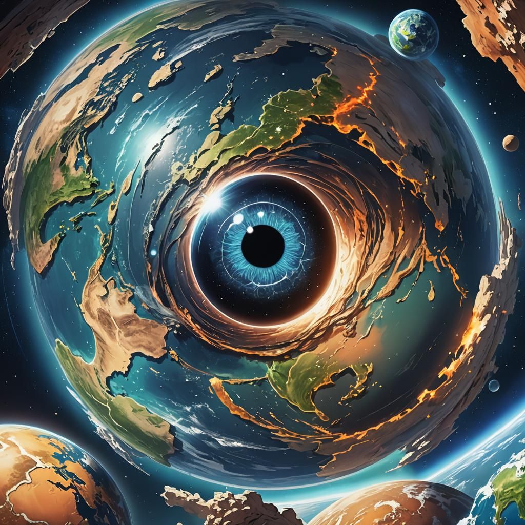 The eye of eternity illuminating planet earth, the planet itself is ...