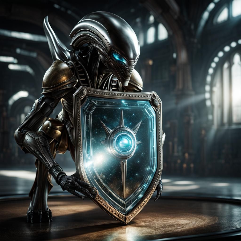 Alien with a shield of glass - AI Generated Artwork - NightCafe Creator
