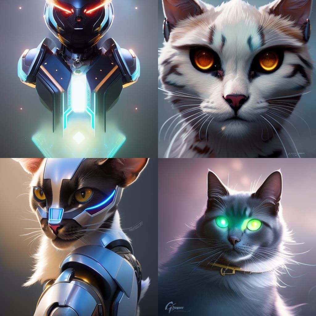 Amazing pet robot cat, inorganic, portrait, 8k resolution concept art ...