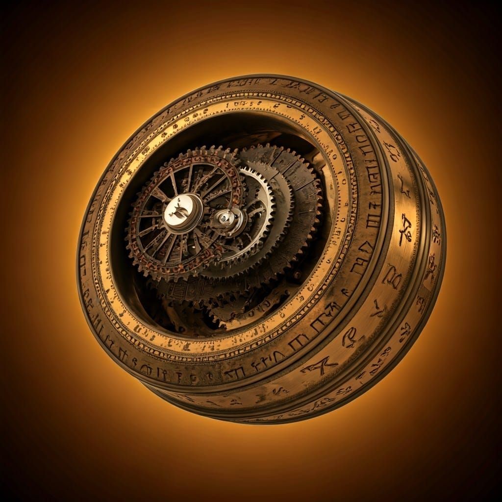 Mystical Decoding Ring with Intricate Geared Wheel... - AI Art