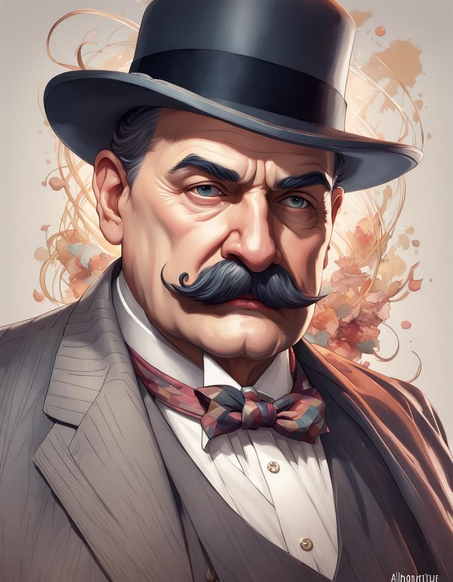 portrait of Hercule Poirot - AI Generated Artwork - NightCafe Creator