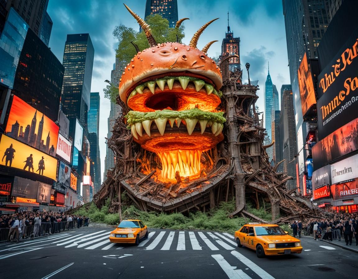 A surreal lunch in New York Times Square - AI Generated Artwork ...