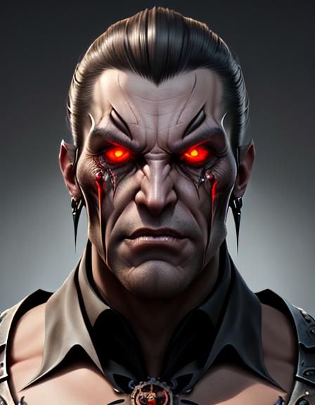 Evil man, beautiful evil face and evil eyes, evil skin, evil massive ...