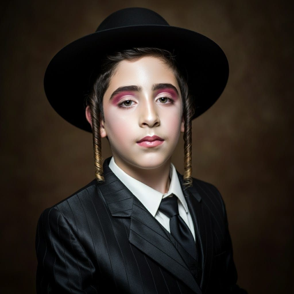 Hasidic Youth in Fashionable Attire - AI Art