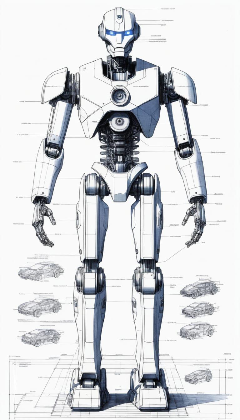 Futuristic Humanoid Robot Designs in Industrial St... - AI Art