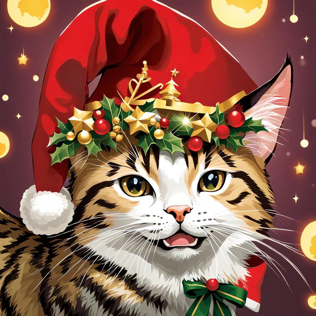 Santa's Cat 240504-09 Evolution 6 - AI Generated Artwork - NightCafe Creator