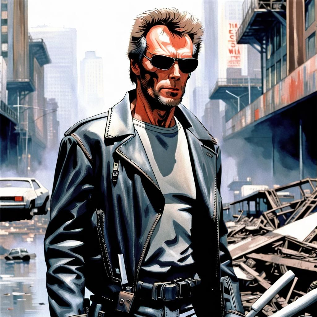 Clint Eastwood as The Terminator in an Apocalyptic San Francisco circa ...