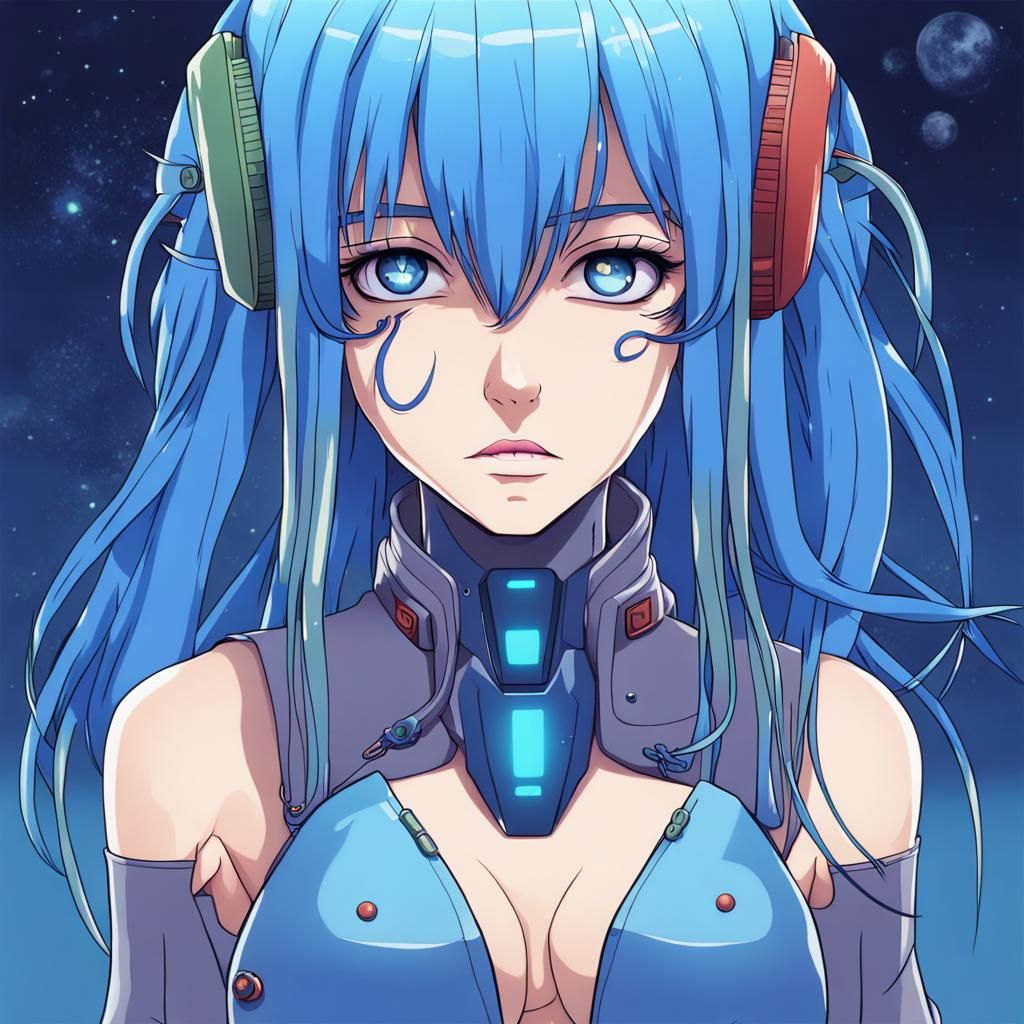 blue haired alien girl - AI Generated Artwork - NightCafe Creator