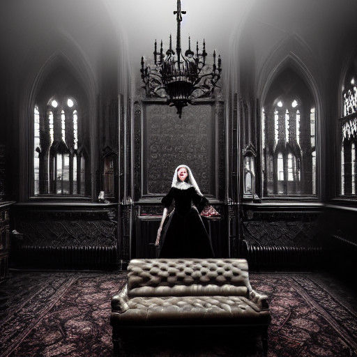 Ethereal Vampire Sits in Victorian Gothic Reverie - AI Art