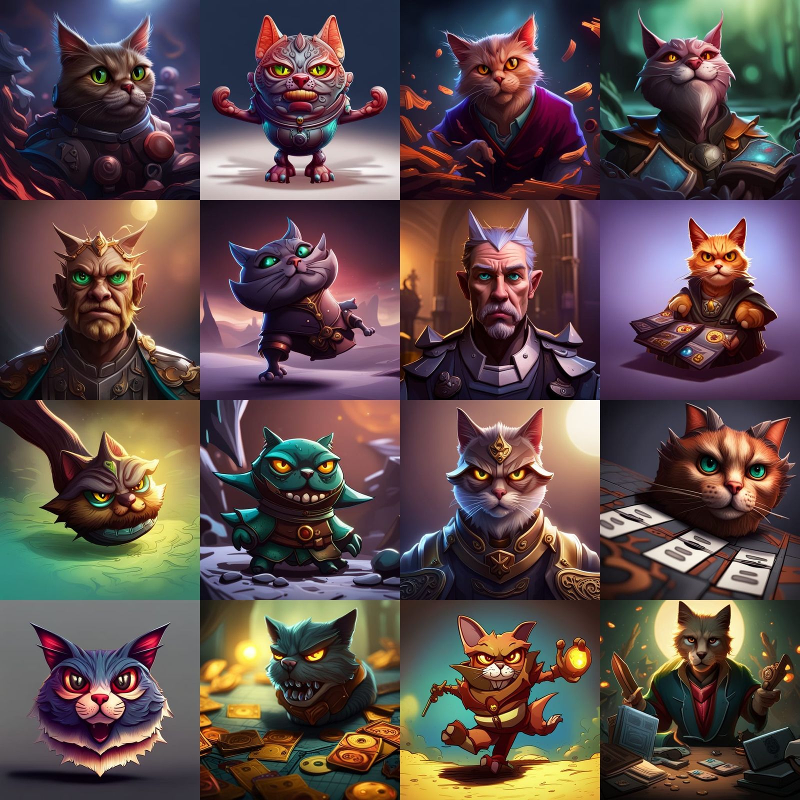 a trading card scalper, with a cartoonish evil cat face, selling stolen ...