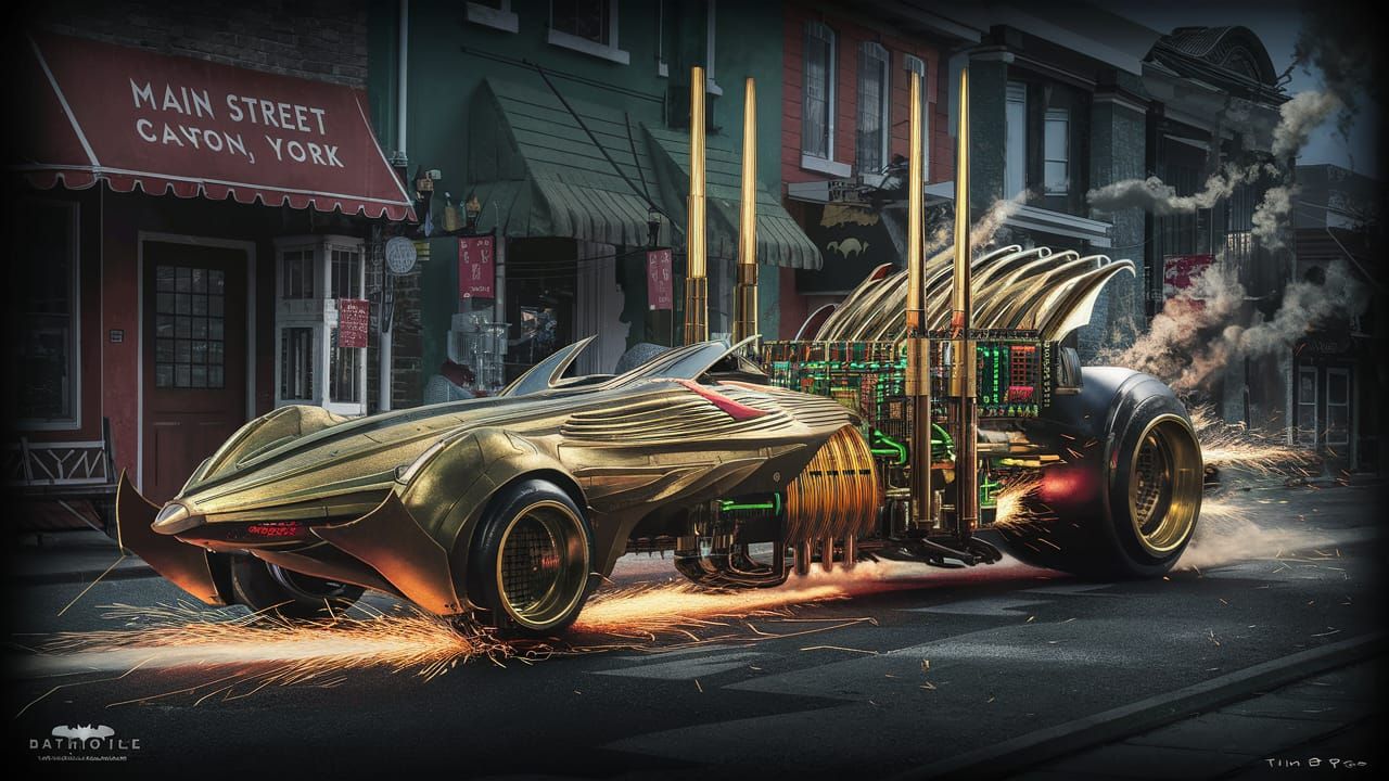 Funky Gold Batmobile - AI Generated Artwork - NightCafe Creator
