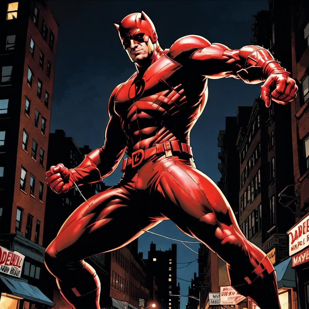Daredevil patrolling the streets at night. - AI Generated Artwork ...