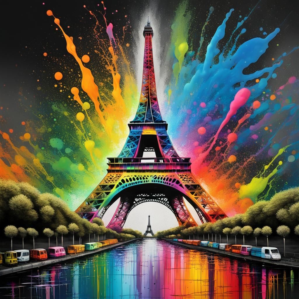 The Eiffel Tower In Rainbow - AI Generated Artwork - NightCafe Creator