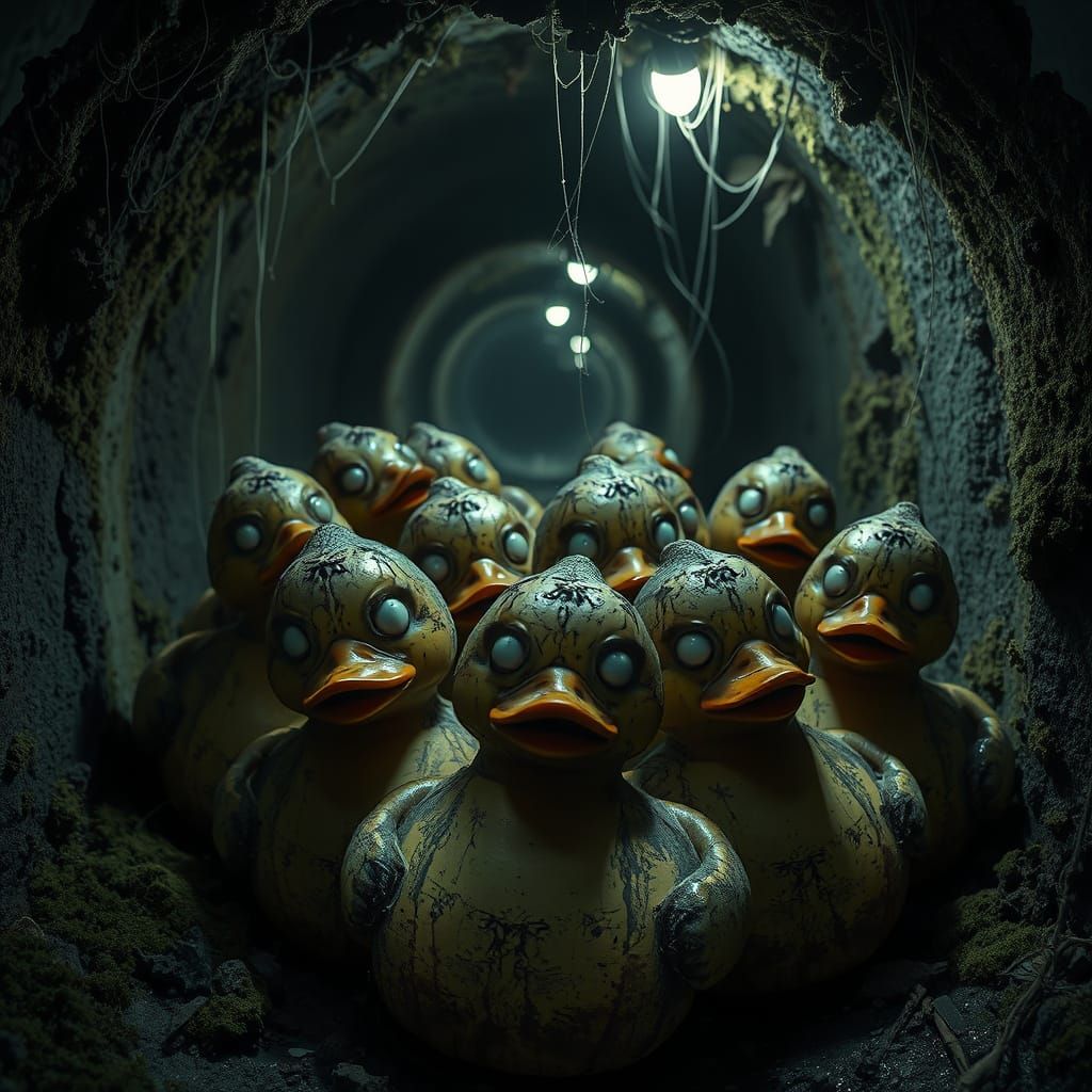 rubber duck toy in the gutter- Daily challenge #871 - NightCafe Creator