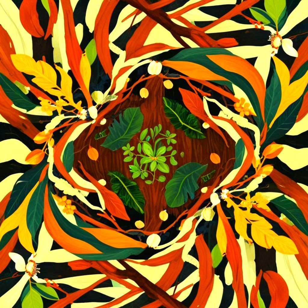 Trees, Vines, Dark Shadows, Dark Greens, Pale Greens, Leaves, Twigs ...