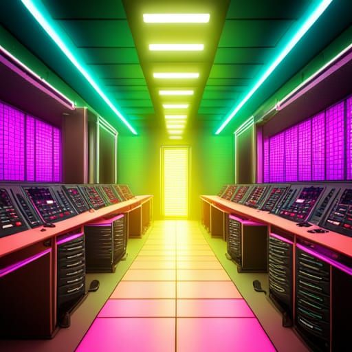 engineering room with cables and led - AI Generated Artwork - NightCafe ...