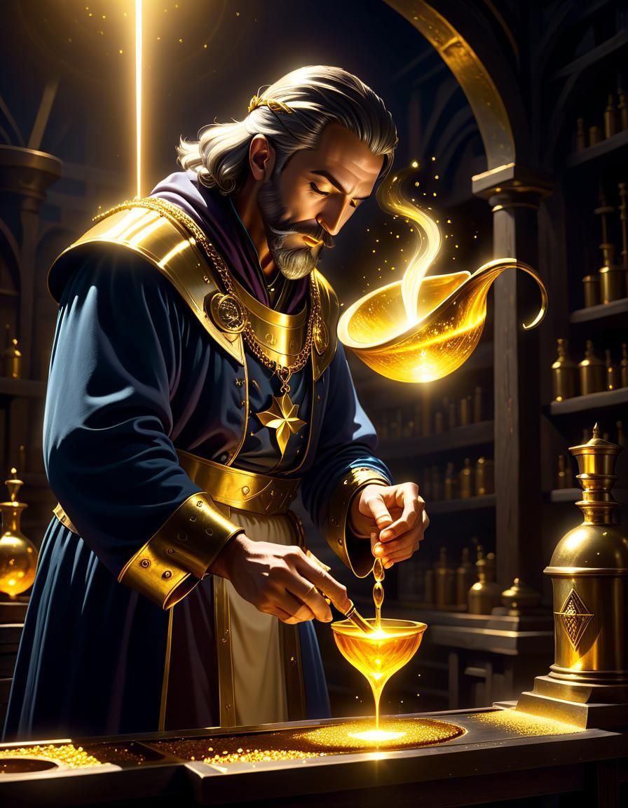 Gold Fabrication Alchemy - AI Generated Artwork - NightCafe Creator