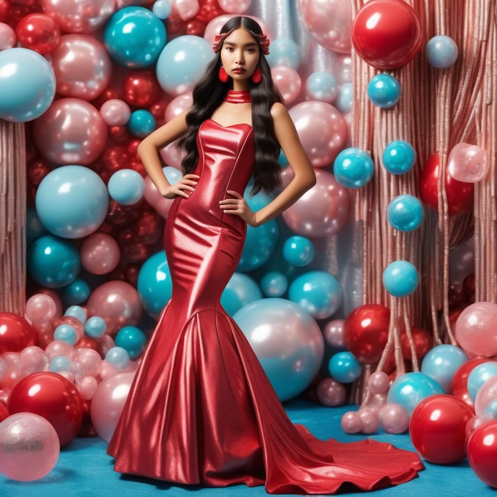 Red Close Fitting Evening Gown Realistic & Creative. Redone. - AI Generated Artwork - NightCafe ...