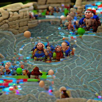 Pool with million dwarfs enjoying a swim 8k resolution - AI Generated ...