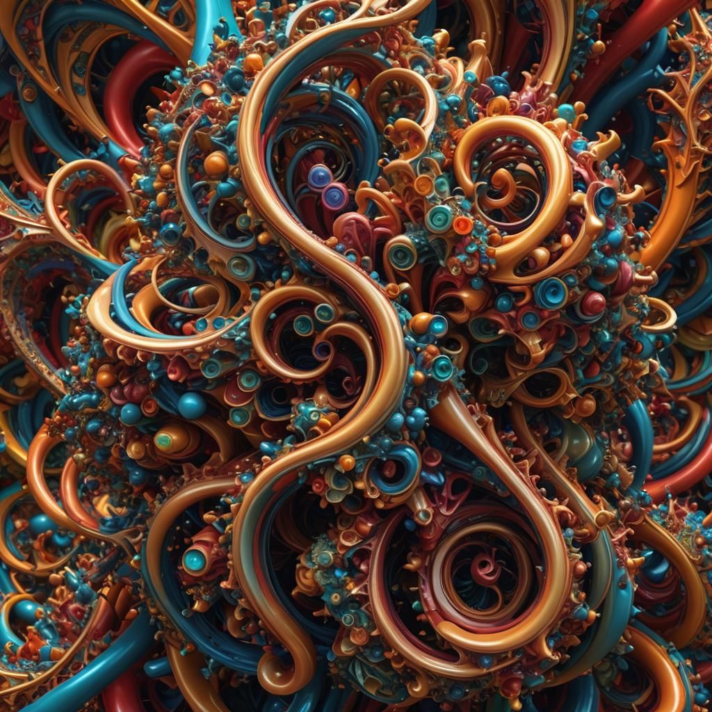 Random 3D fractal sculpture, twisted, chaotic, optical illusion, wild ...