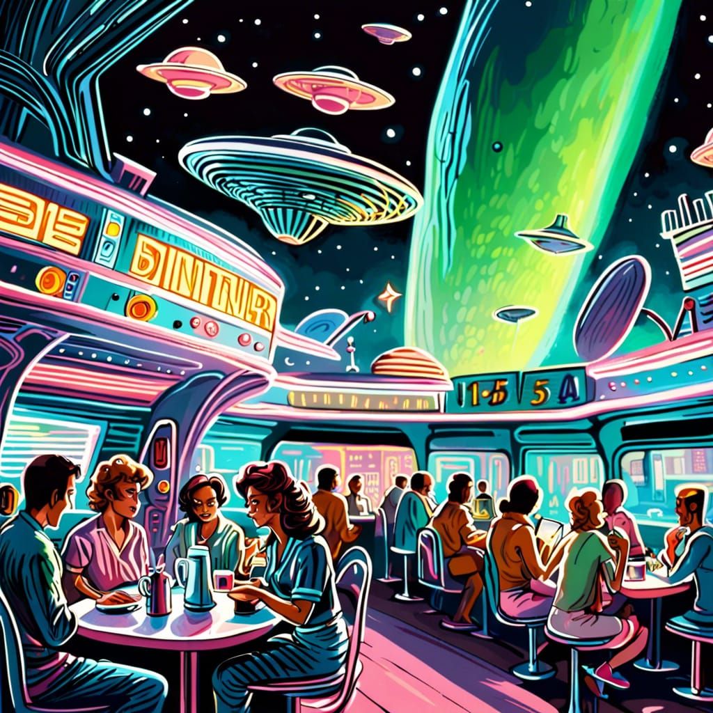 Galactic Diner - AI Generated Artwork - NightCafe Creator