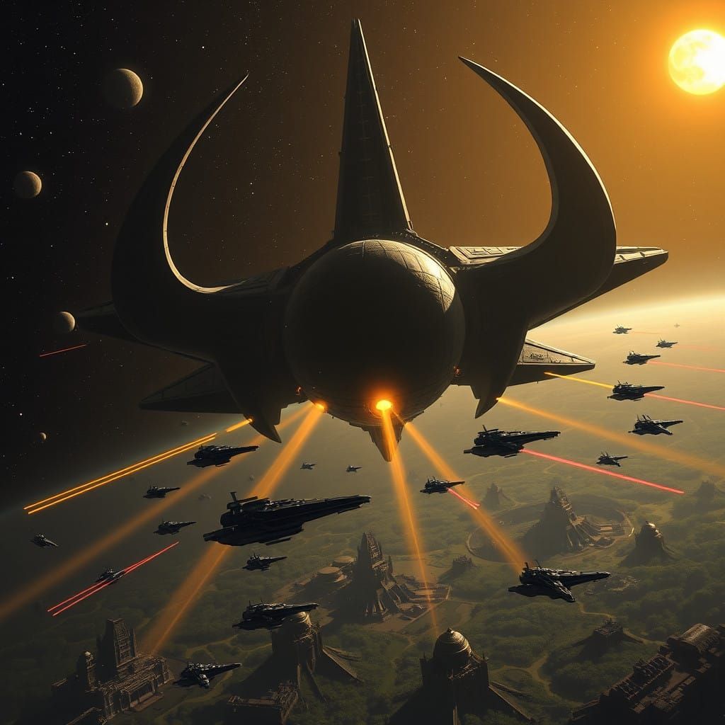 Ancient Space Station Dominates Lehon System in Da... - AI Art