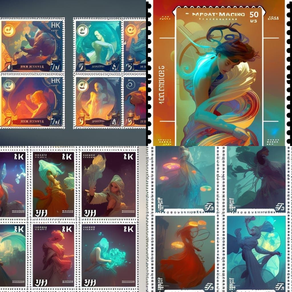 magic postage stamps - AI Generated Artwork - NightCafe Creator
