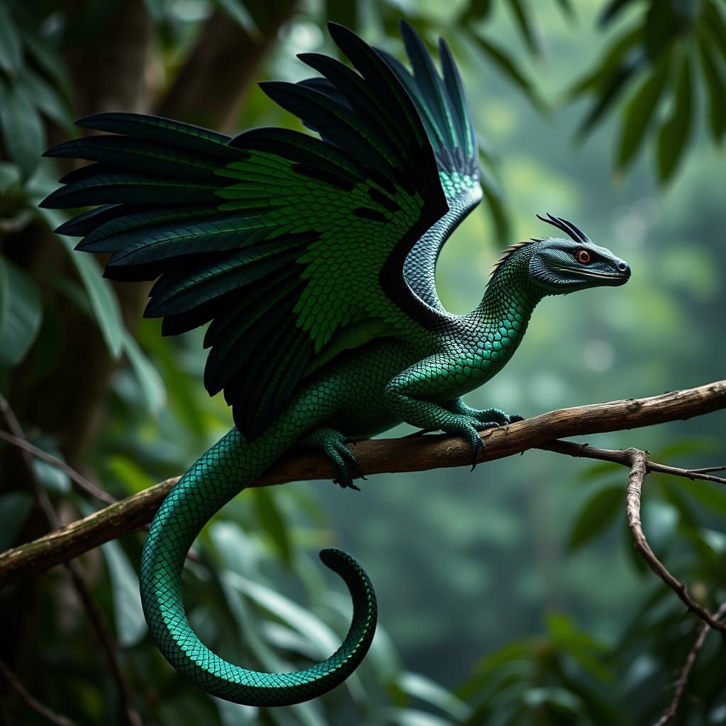 Quetzalcoatl, the winged serpent in Aztec belief,… A gorgeous winged ...