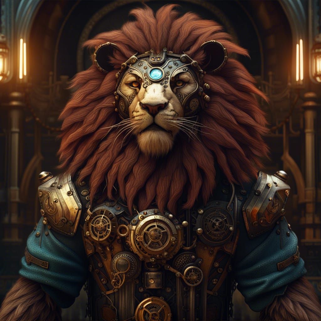 steampunk lion - AI Generated Artwork - NightCafe Creator