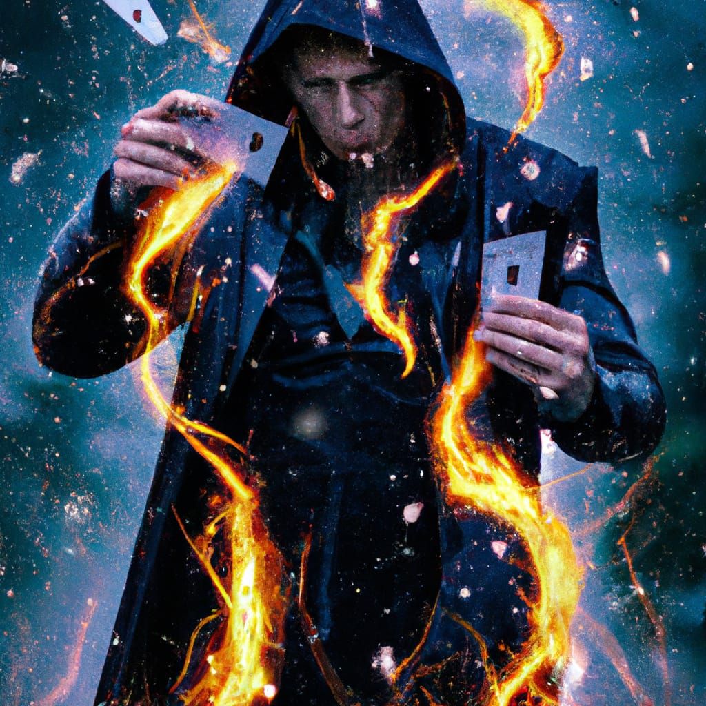 Gambit in Cyberpunk Action, Throwing Charged Cards... - AI Art