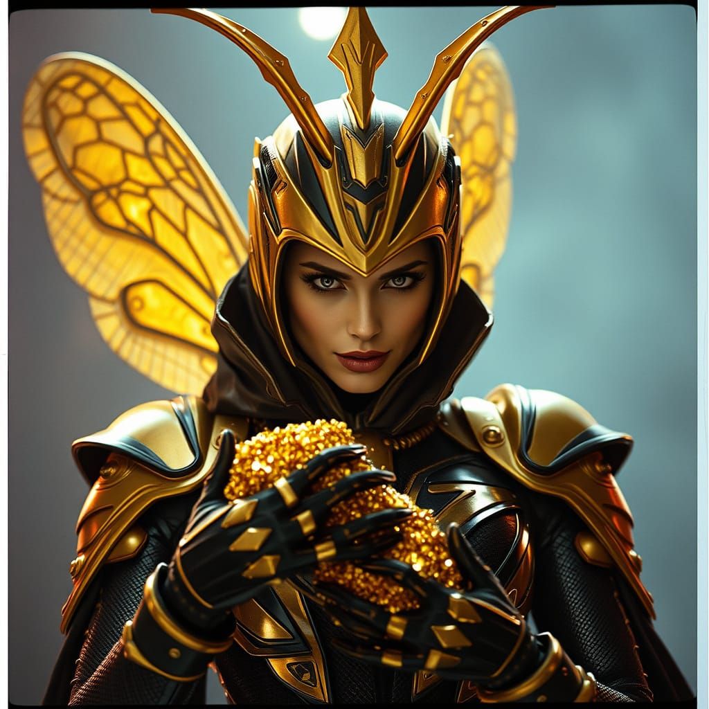 Stunning Queen Bee Villainess Steals Gold with Men... - AI Art