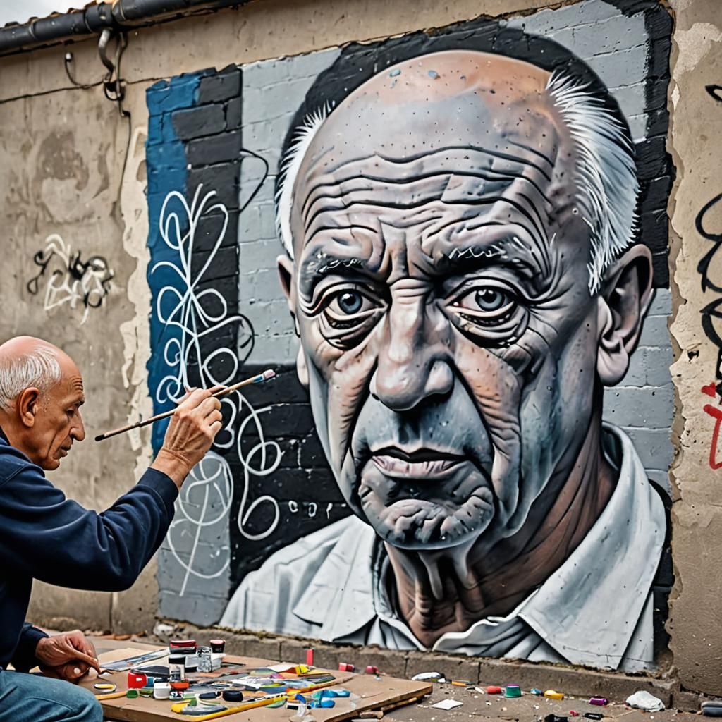 Pablo Picasso working on new graffiti - AI Generated Artwork ...