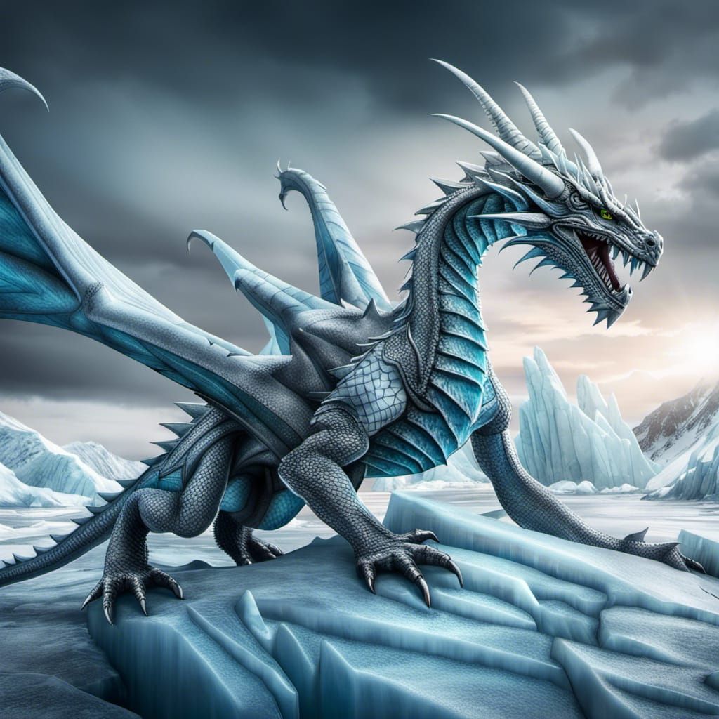 Epic Ice Dragon on a Frozen Glacier - AI Generated Artwork - NightCafe ...