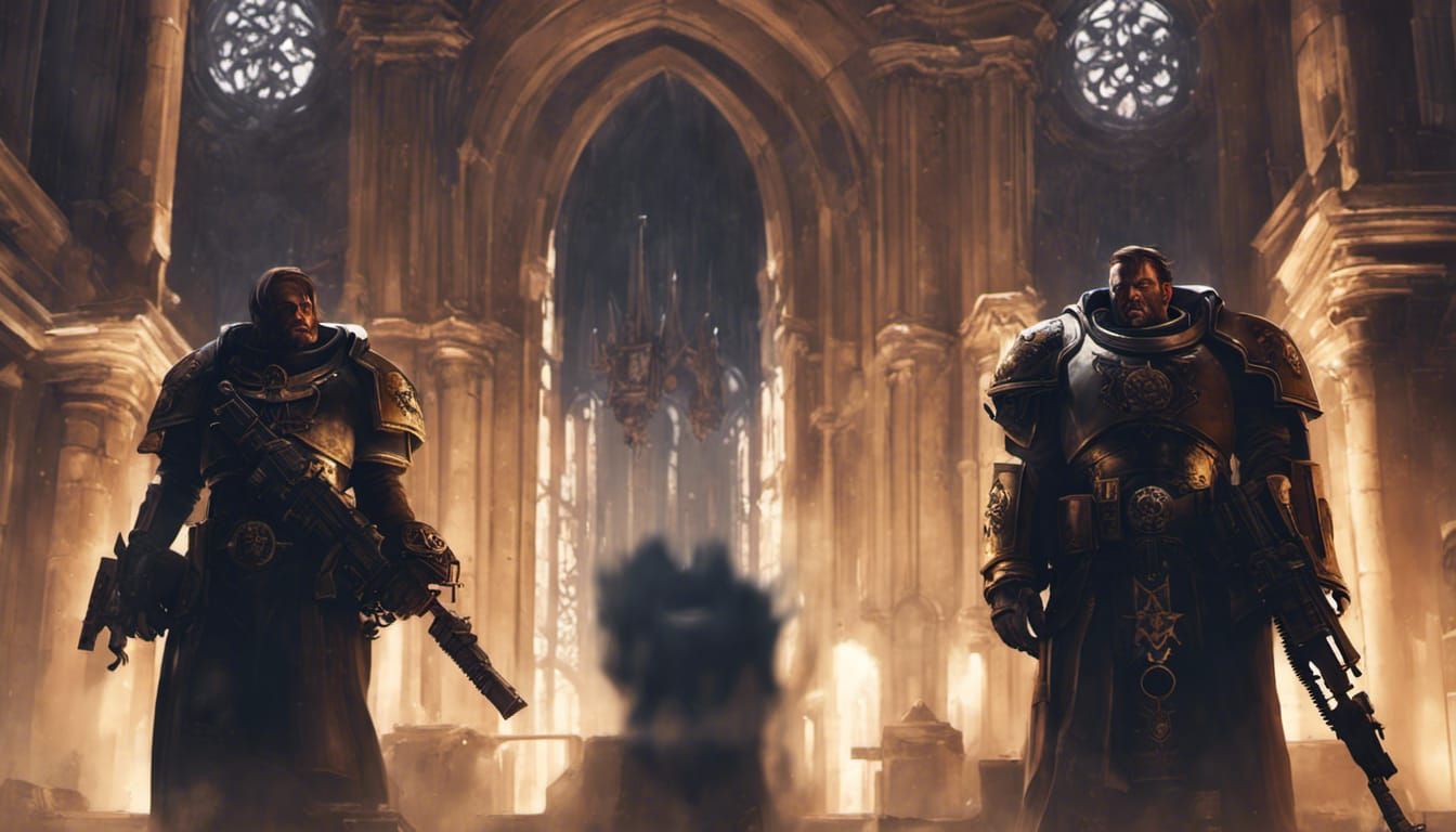 a 40k space marine in a chapel - AI Generated Artwork - NightCafe Creator