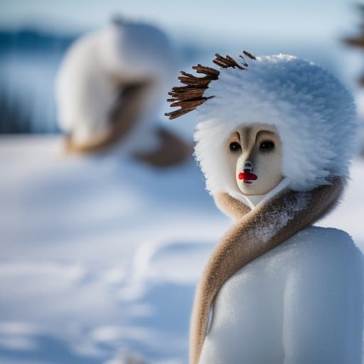 Arctic humanoids in extreme wind/ snow Professional photography, bokeh ...