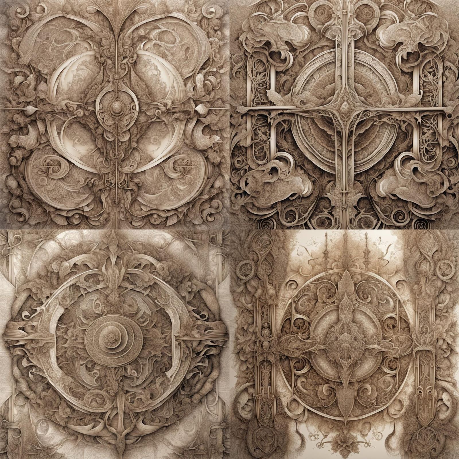 a beautiful pattern in sepia of complex calligraphy embellishments on a ...