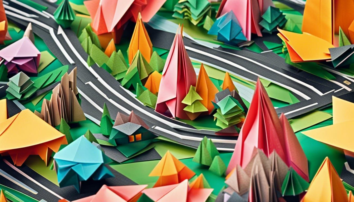 Origami city with colorful futuristic buildings - AI Generated Artwork - NightCafe Creator