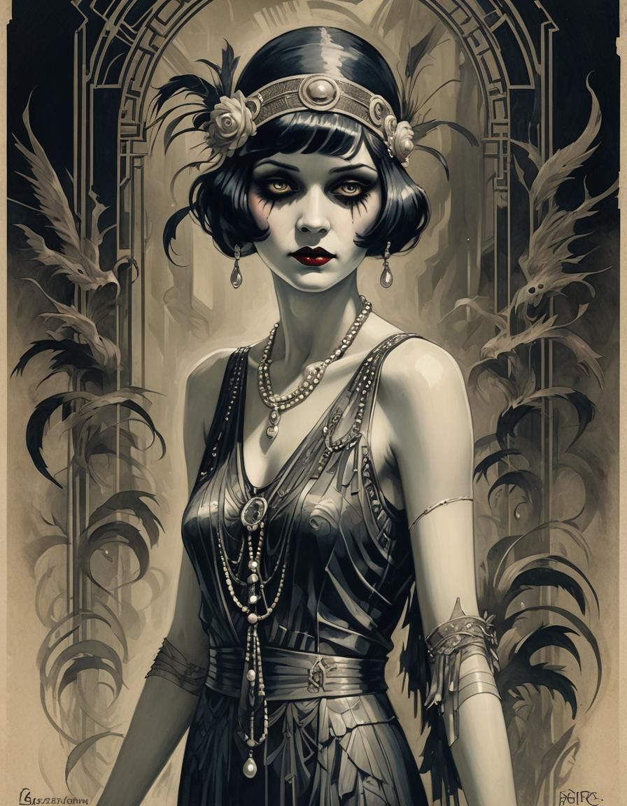 art deco 1920s creepy ghostly horror flapper - AI Generated Artwork ...