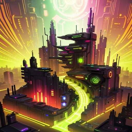 Futuristic city at night, futurism, intricate neon circuit pattern ...
