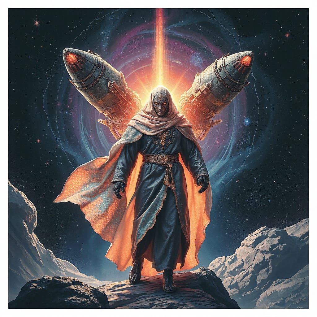 Celestial Being Transforms to Cosmic Warship - AI Art