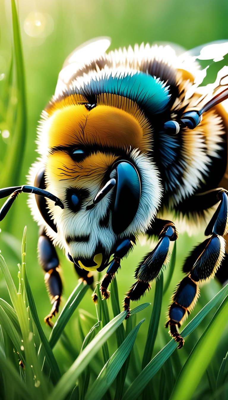 macro image from a bee grass field - AI Generated Artwork - NightCafe ...