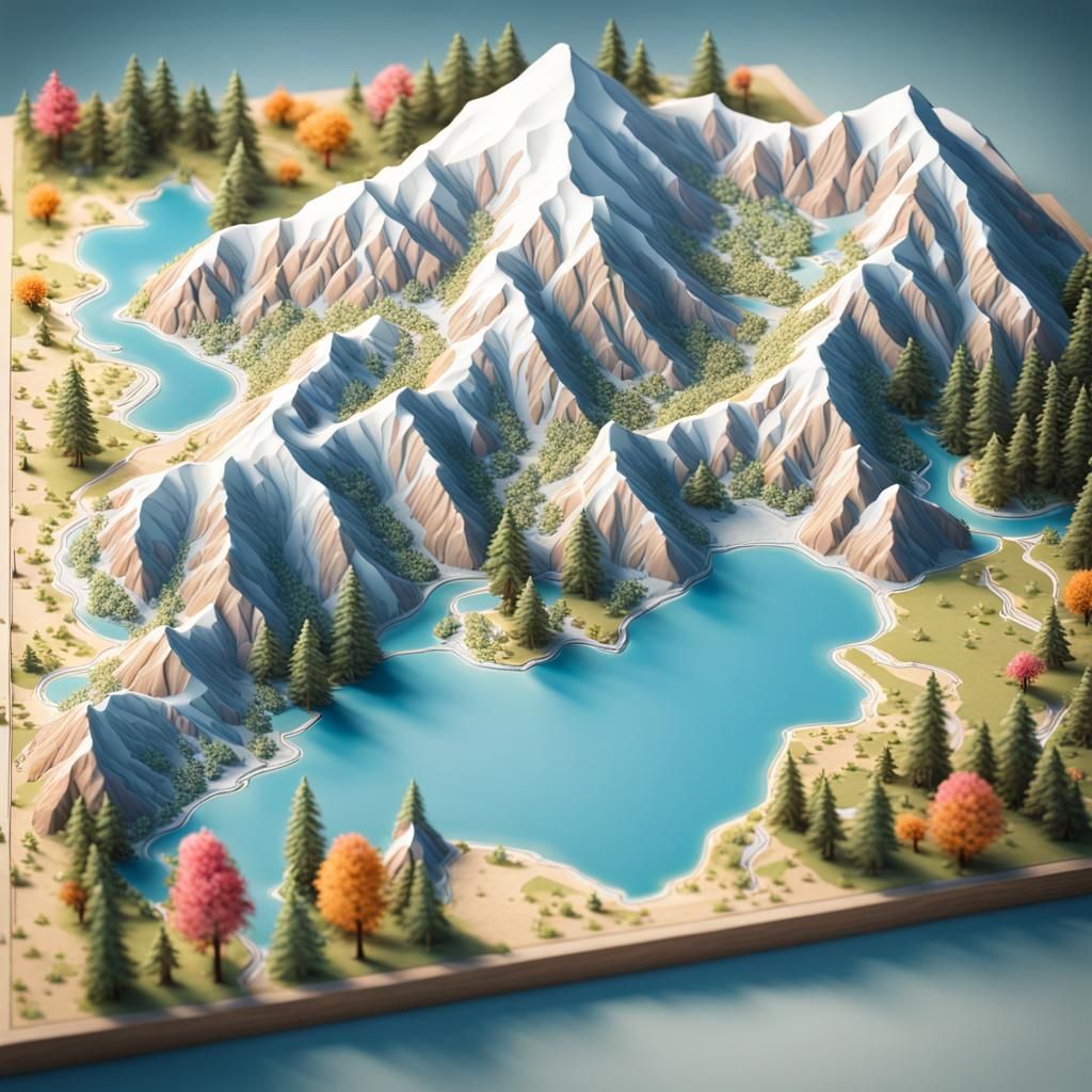 a 3d mountain map - AI Generated Artwork - NightCafe Creator