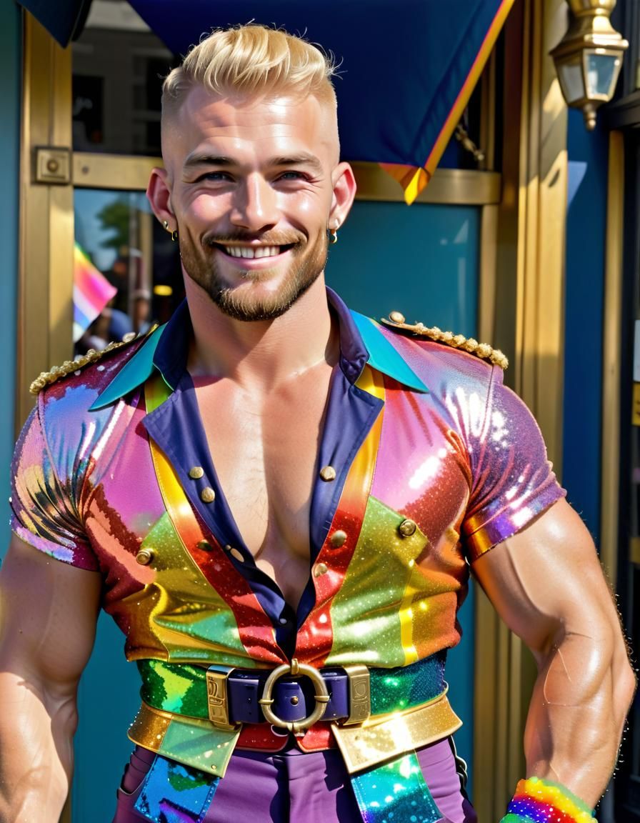 Handsome strong rainbow man - AI Generated Artwork - NightCafe Creator