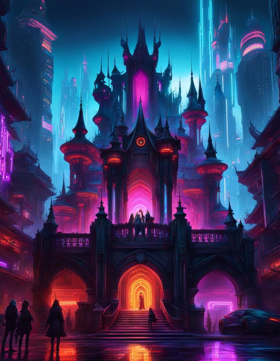 Cyberpunk castle - AI Generated Artwork - NightCafe Creator