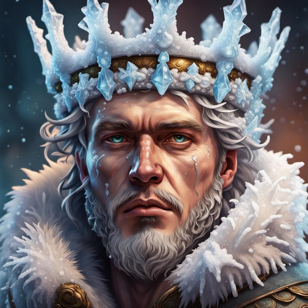 Winter king wearing a wreath of ice on his head like a crown - AI ...